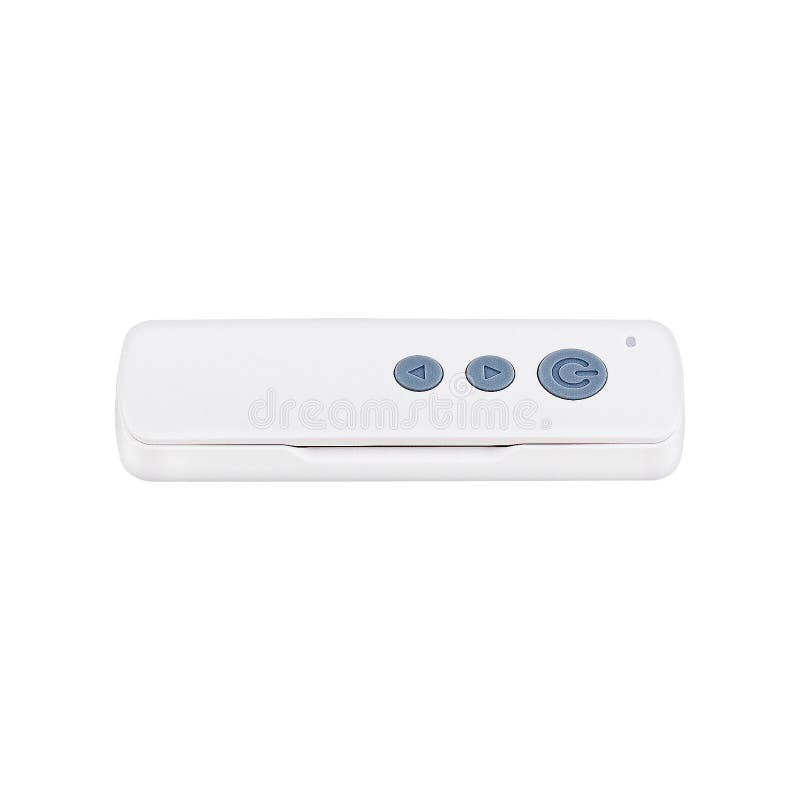 White Wireless Remote Control with Three Blue Buttons Isolated Stock ...