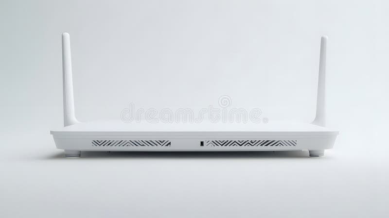 White Wireless Router with Antennas on a Plain Background Stock ...