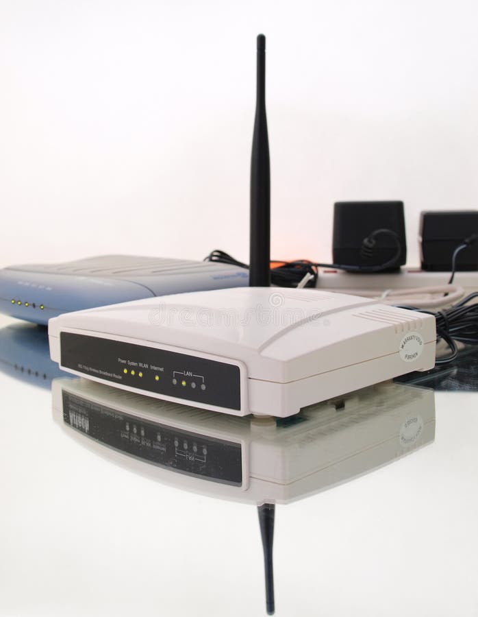 White Wireless Router Composition Stock Photo - Image of device, white ...