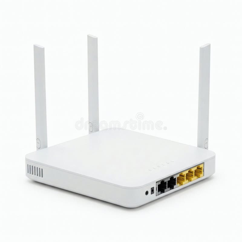 Wireless Router Isolated on White Background Front View Stock ...