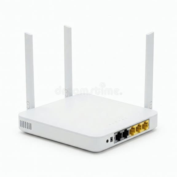 Wireless Router Isolated on White Background Front View Stock ...