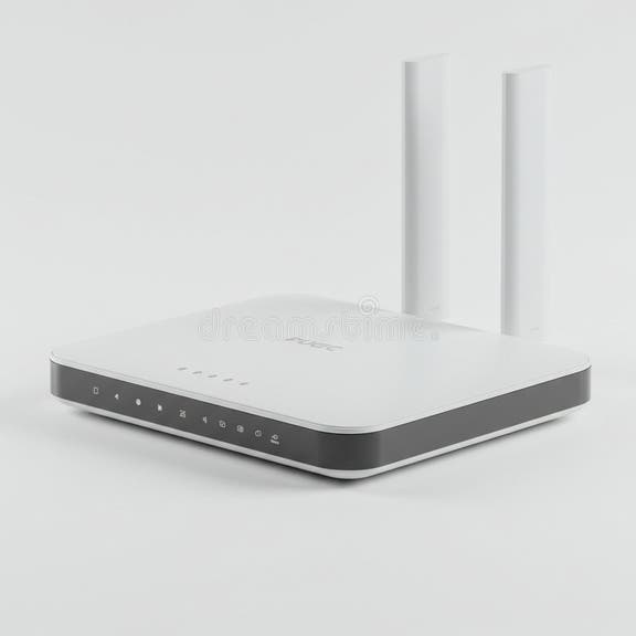 White Wireless Router with a Sleek Design, Featuring Two Vertical ...