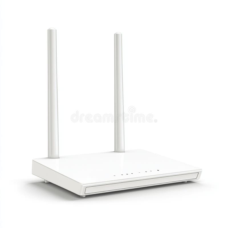 A White Wireless Router with Two Antennas Stock Illustration ...