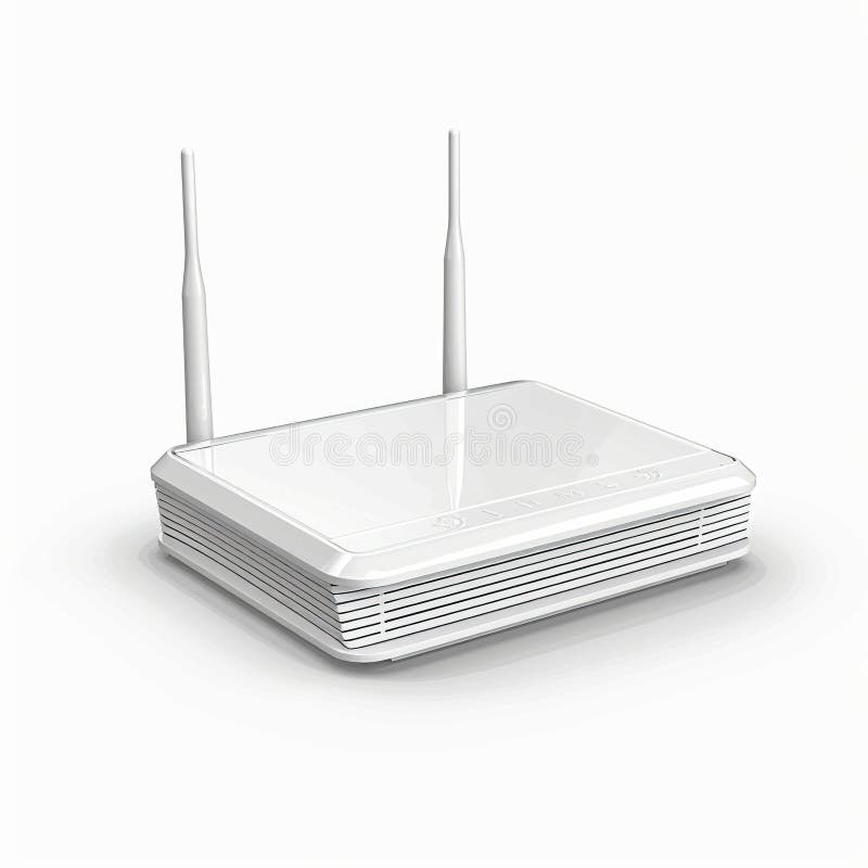 A White Wireless Router with Two Antennas Stock Illustration ...