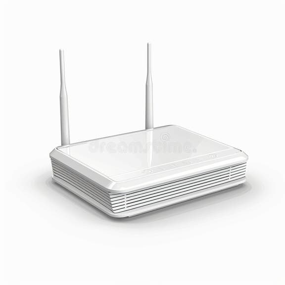 A White Wireless Router with Two Antennas Stock Illustration ...