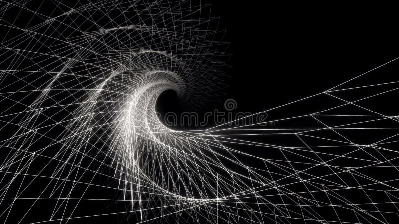 White Wires with Rays of Light Rotating. Animation of Dynamic Motion on ...