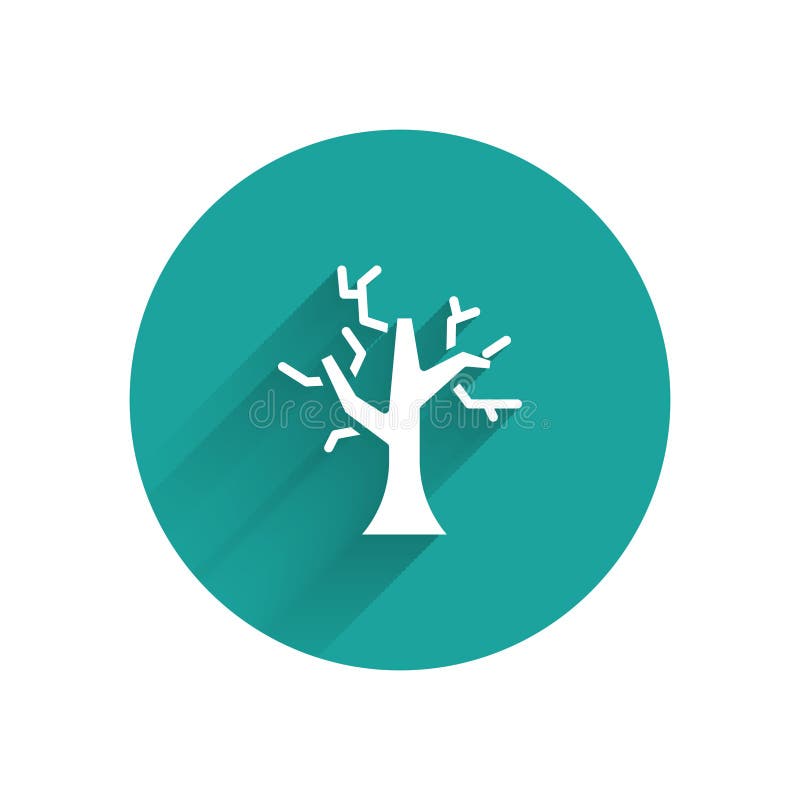 White Withered Tree Icon Isolated with Long Shadow. Bare Tree. Dead ...