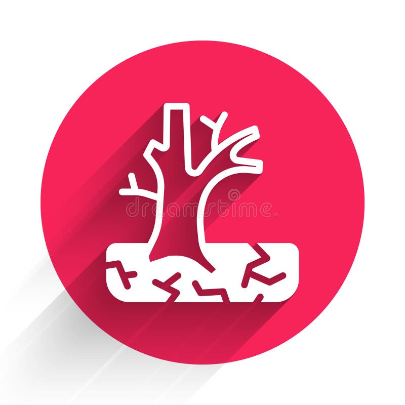 White Withered Tree Icon Isolated with Long Shadow. Bare Tree. Dead ...