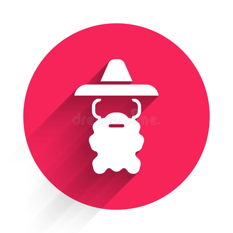 White Wizard Warlock Icon Isolated with Long Shadow. Red Circle Button ...