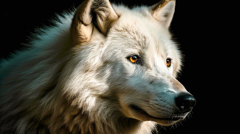 White Wolf Portrait on Black Generative AI Stock Illustration ...