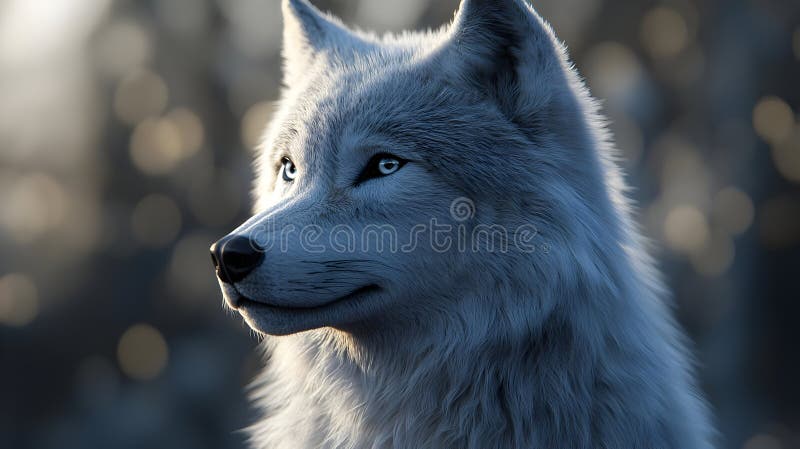 White Wolf Portrait 3D Illustration Stock Illustration - Illustration ...