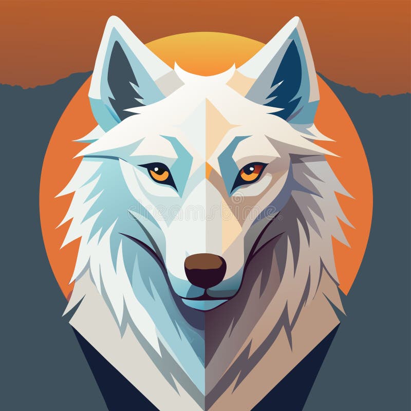 White Wolf Portrait. Flat Style Illustration, Vector Stock Illustration ...