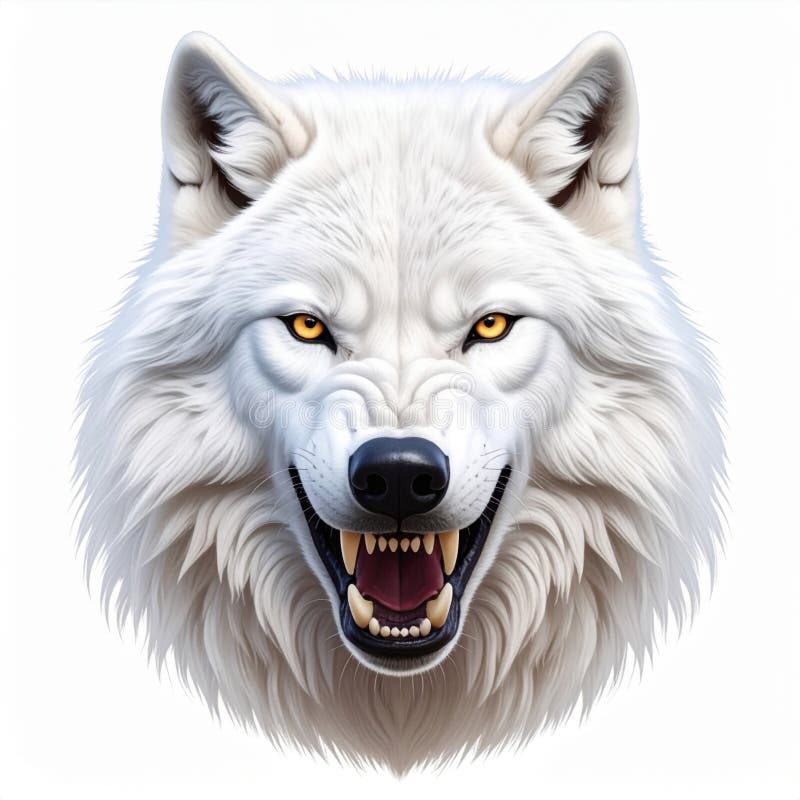 White Wolf Portrait: Intense Closeup of a Snarling Arctic Wolf Stock ...