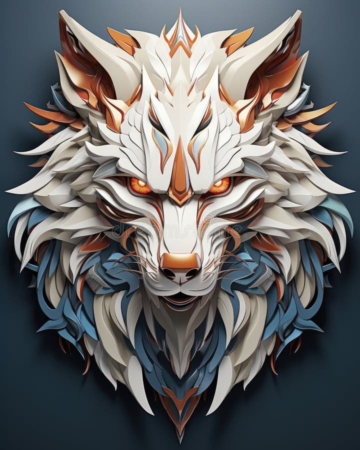 A White Wolf S Head with Orange and Blue Eyes. Generative Ai Stock ...