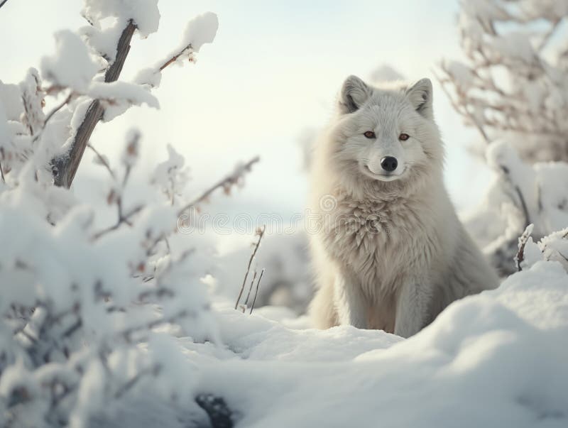 A White Wolf Sitting in the Snow Stock Illustration - Illustration of ...