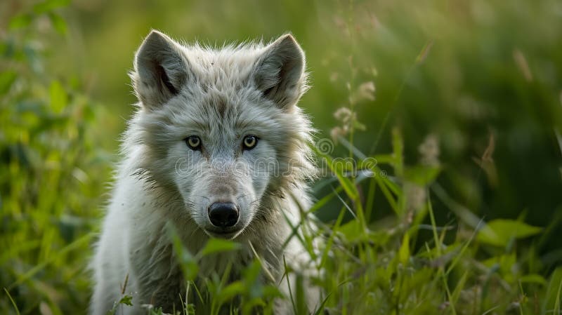 White Wolf in the Wild. Selective Focus Stock Photo - Image of winter ...