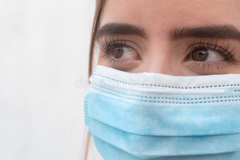 WHITE WOMAN with MASK and SENTIMENTAL EYES Stock Photo - Image of ...
