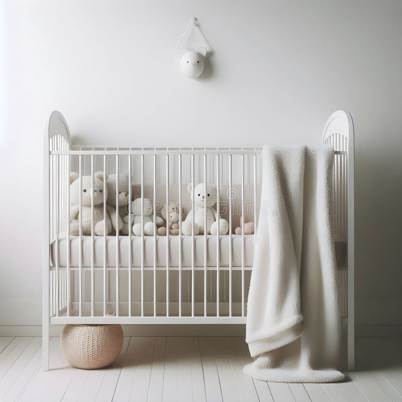 White wood cradle stock image. Image of shelf, textile - 329665091