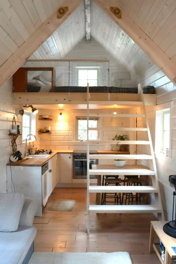 White Wood Small House Interior Stock Image - Image of tropical ...