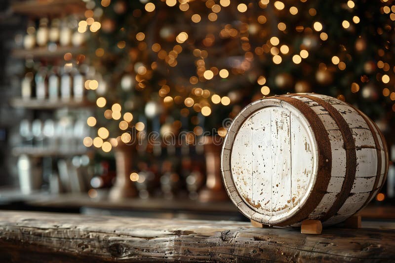 A White Wooden Barrel that is Empty in a Bar, High Quality, High ...