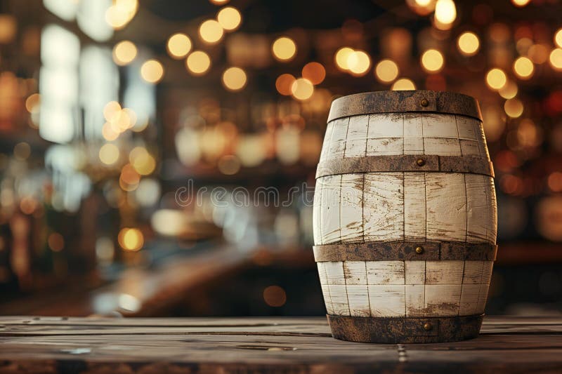 A White Wooden Barrel that is Empty in a Bar, High Quality, High ...