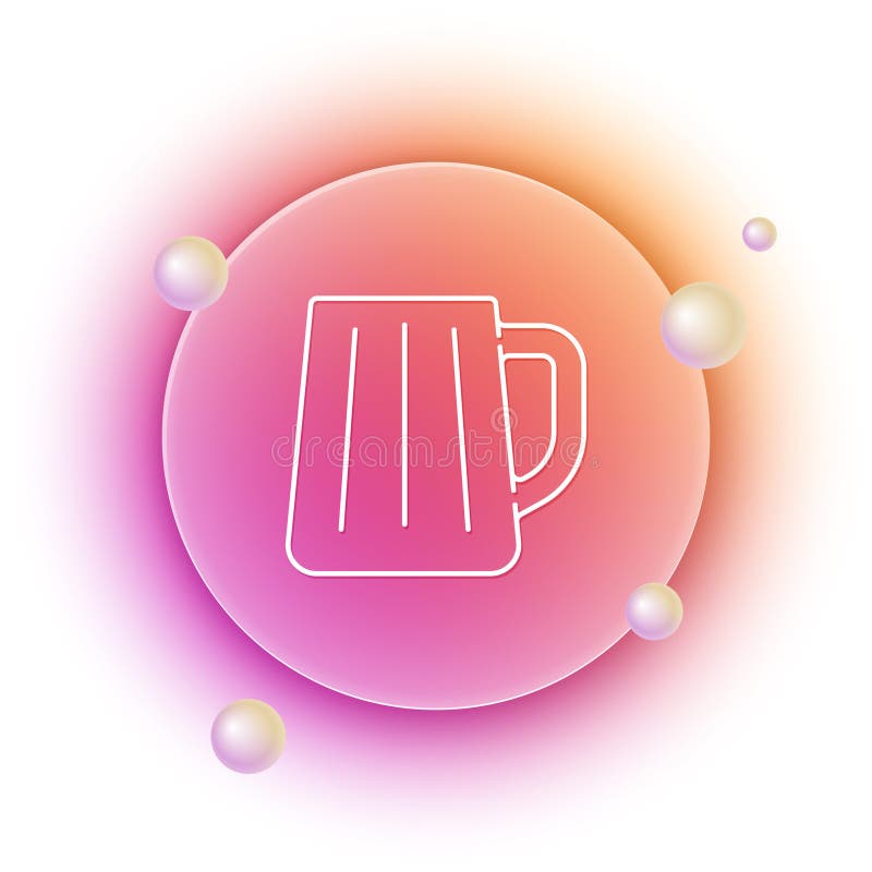 White Wooden Beer Mug Icon Isolated on White Background. Orange and Pink Gradient Circle ...