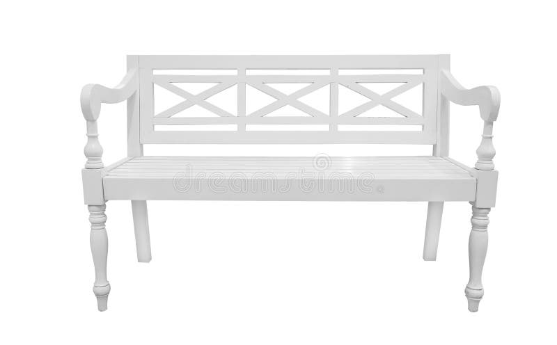 White Wooden Classic Street Bench Isolated on White Background Stock ...