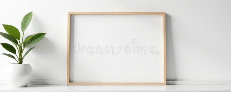 White Wooden Frame Against White Wall Perfect for Mockup , Template ...