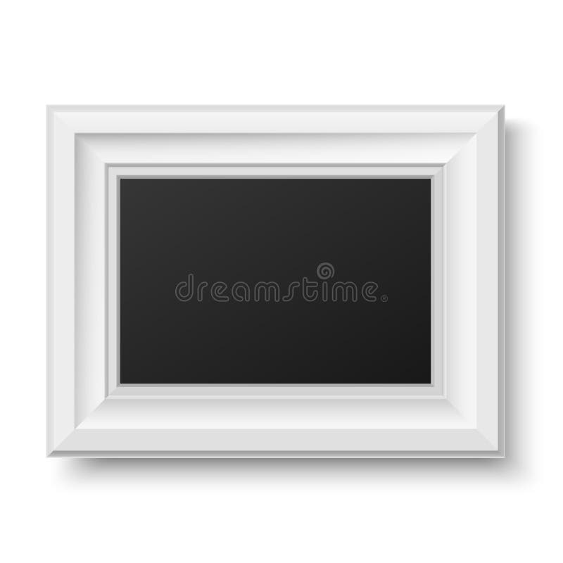 White Wooden Frame for Picture or Text. Horizontal Stock Vector ...