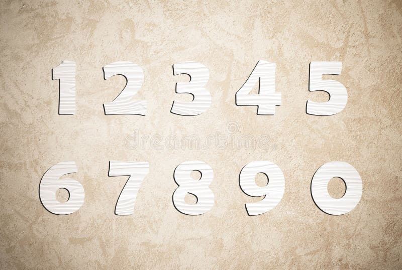White Wooden Numbers Cement Wall Background Stock Photos - Free ...