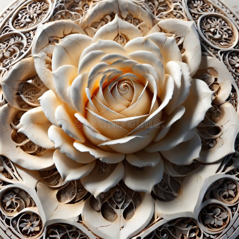 White Wooden Rose. Generative AI Stock Illustration - Illustration of ...