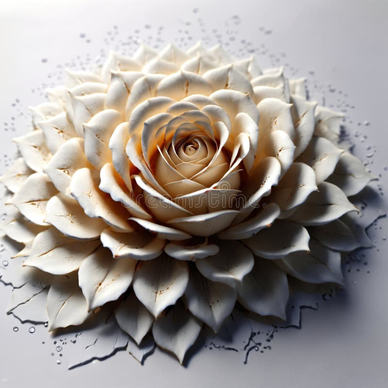 White Wooden Rose. Generative AI Stock Illustration - Illustration of ...