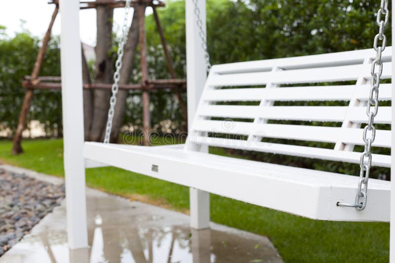 White wooden swing stock photo. Image of green, park - 73279202