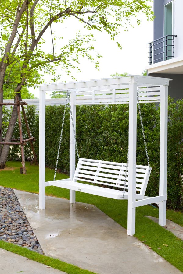 White wooden swing stock image. Image of home, chair - 73280459