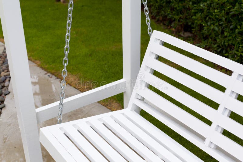 White wooden swing stock image. Image of home, bench - 73280791