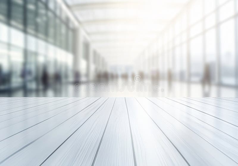 White Wooden Tabletop Modern Office Blurred High Quality Image Stock ...