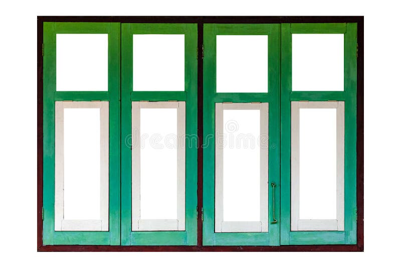 White Wooden Windows and Light Cream Cement Walls Stock Photo - Image ...