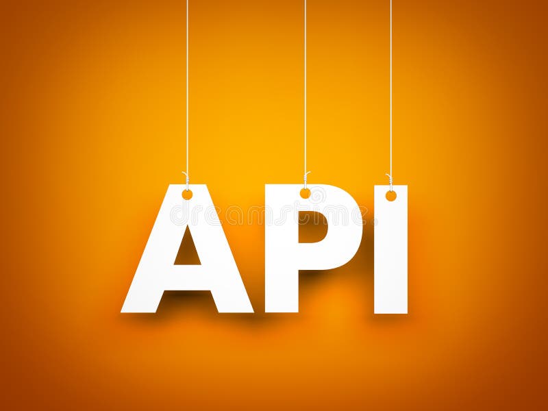 White Word API on Orange Background. New Year Illustration Stock ...