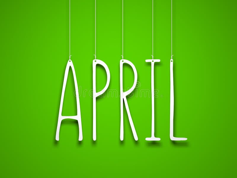 Word April Greeting on Blue Watercolor Background. Sticker, Label ...