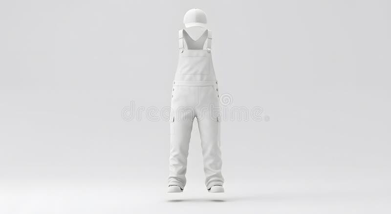White Work Overalls and Hard Hat Mockup Design for Construction and ...