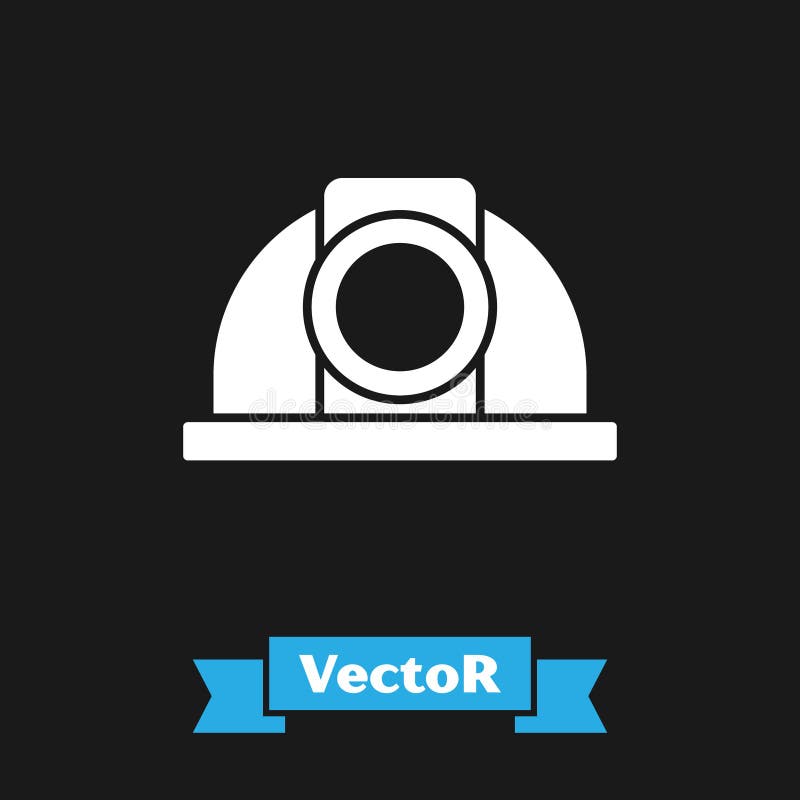White Worker Safety Helmet Icon Isolated on Black Background. Vector ...