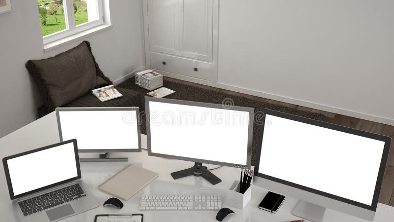 White workplace, mock-up stock photo. Image of mockup - 80552182