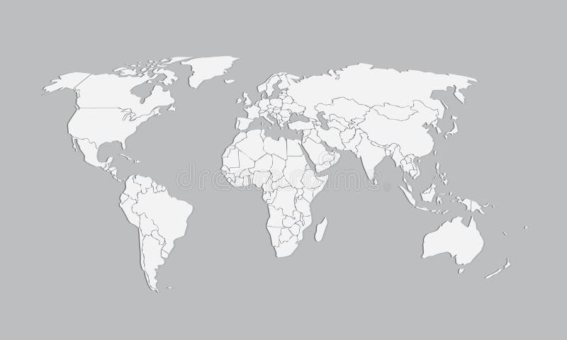 A White World Atlas of Different Countries on Gray Background Stock ...