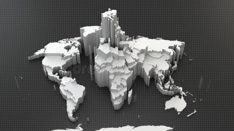 White World Map with Elevated Countries. 3d Illustration Stock ...