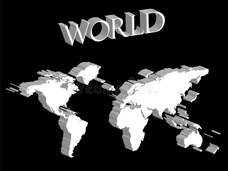Black World Map Outlines Isolated on White Stock Vector - Illustration ...