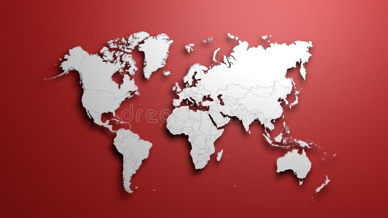 White World Map on Red Background Stock Illustration - Illustration of ...