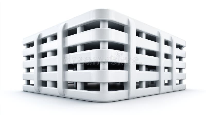 Abstract White Geometric Basket Structure, 3D Render Stock Illustration ...