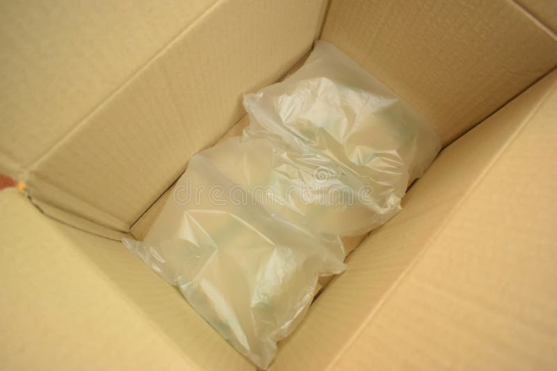 White Wrap Bubble Put in Brown Box Stock Image - Image of blank ...