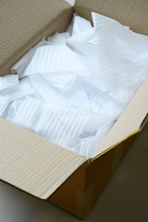White Wrap Bubble Put in Brown Box Stock Image - Image of package ...