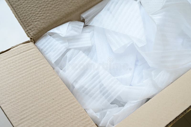 White Wrap Bubble Put in Brown Box Stock Image - Image of cargo ...